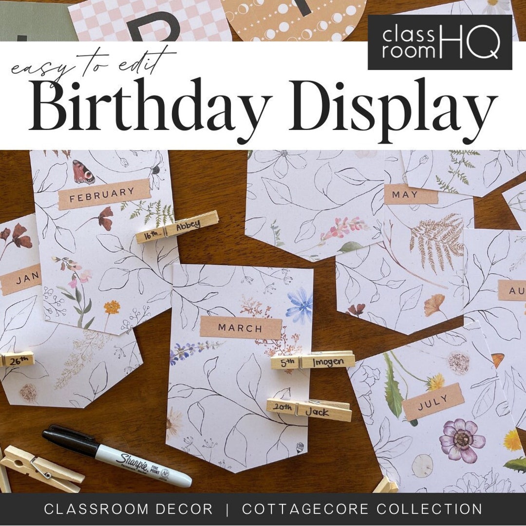 COTTAGECORE Classroom Birthday Display Pack - Etsy Australia