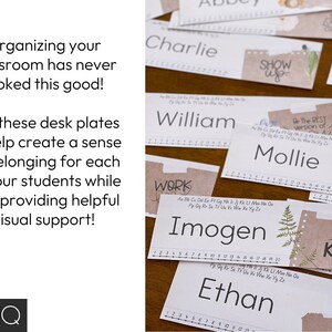 Vintage Cozy Natural Theme Classroom Decor Editable Student Desk Plates ...