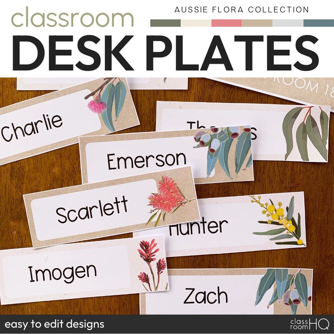 AUSSIE FLORA Editable Desk Plates | Eucalyptus Classroom Decor - Etsy ...