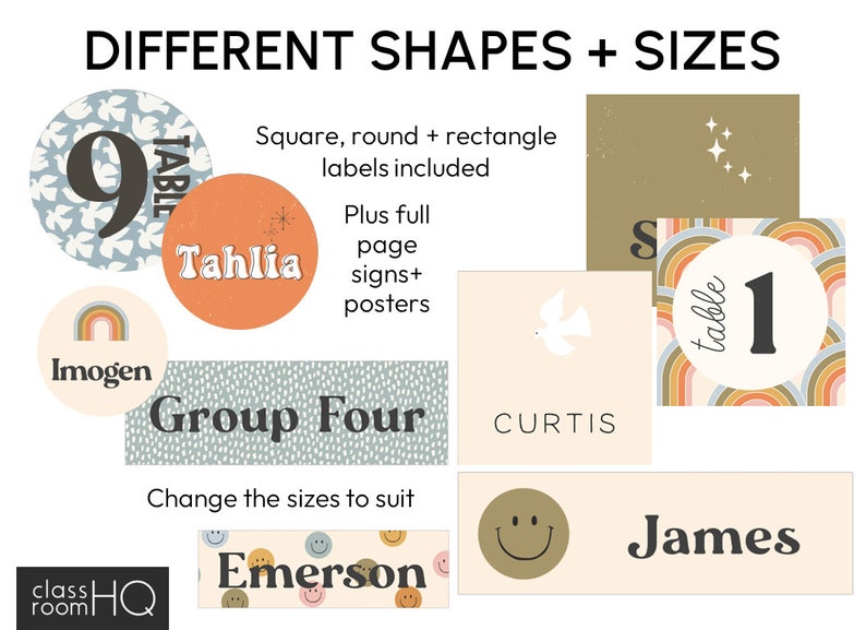 Vintage Rainbow Editable Class Supply Labels, Signs and Posters Pack ...