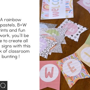 Pastel Modern Rainbow Classroom Decor Bulletin Board Bunting Pack ...