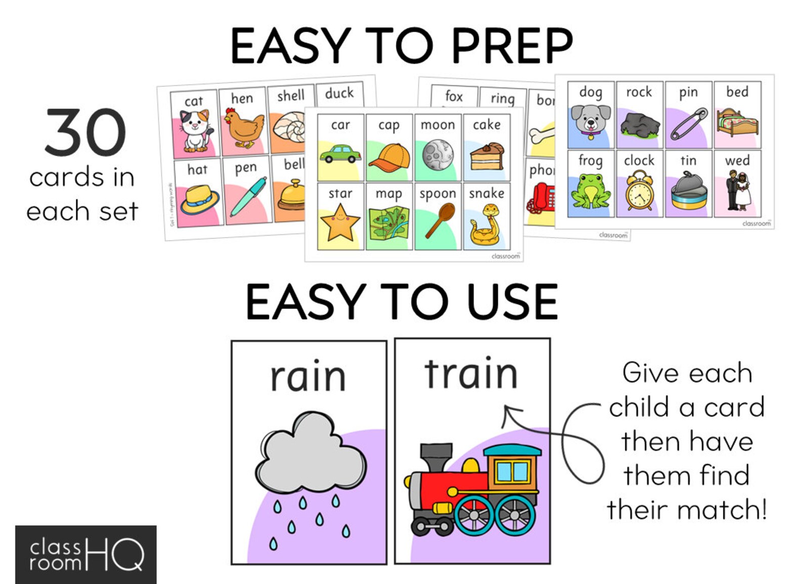 Pick A Partner Rhyming Word Partner Cards for Class - Etsy