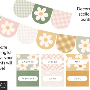 Vintage Retro Daisy Theme Editable Bulletin Board Birthday Display HAZY ...