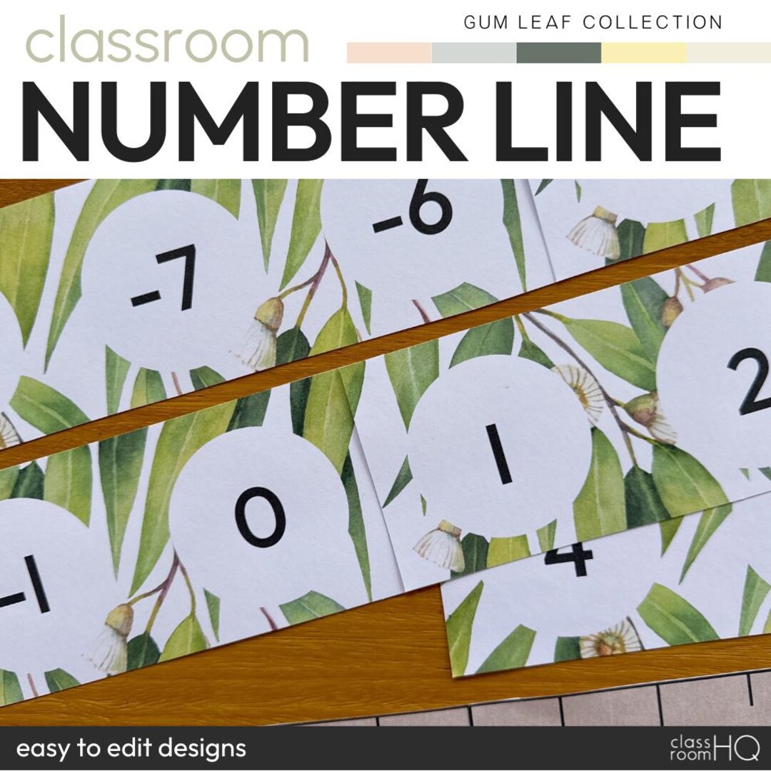 Eucalyptus Australian Theme Editable Number Lines GUM LEAF Classroom ...