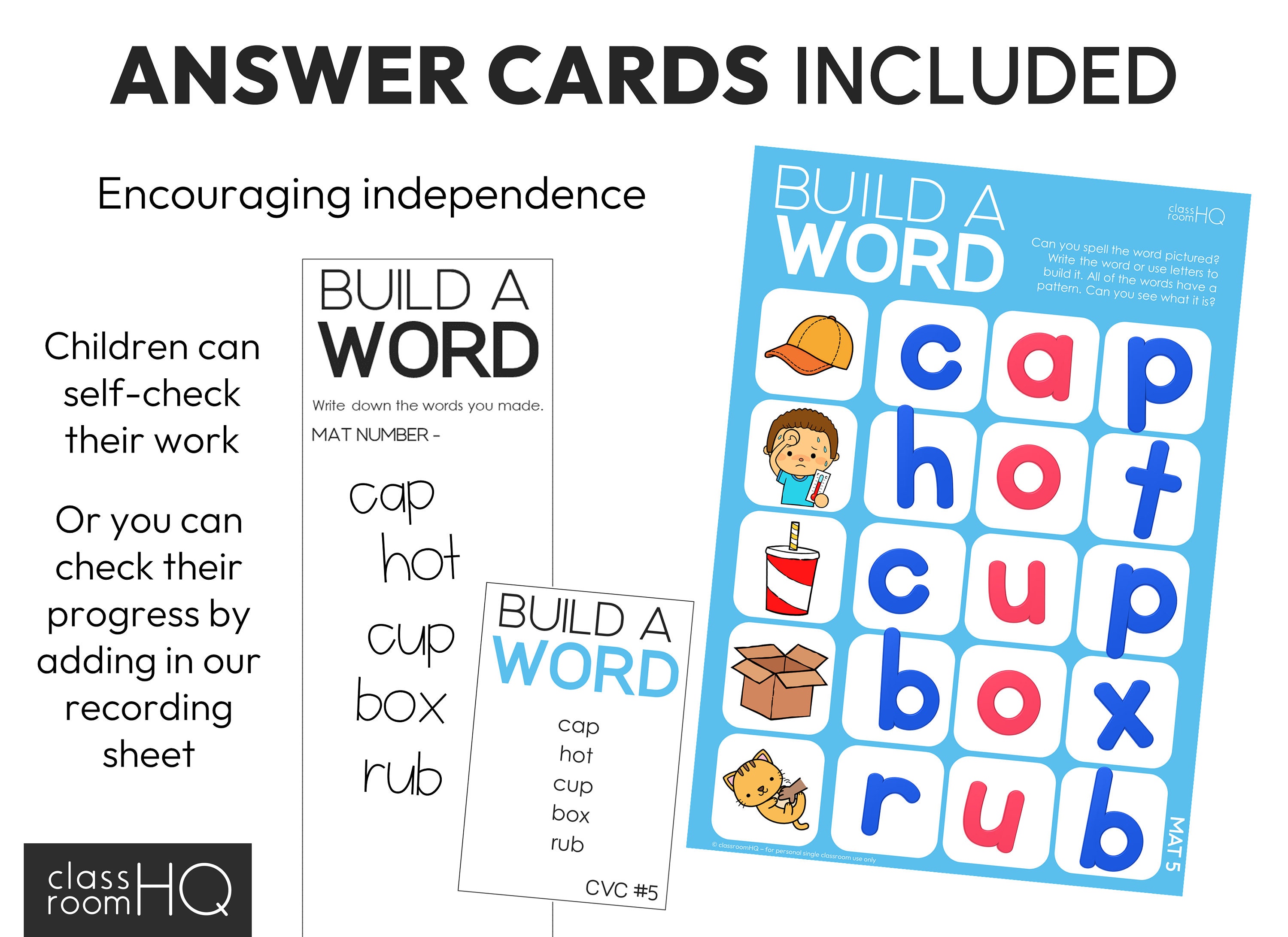 Build A Word CVC CVCC CCVC Cvce Word Work Phonics Pack - Science of ...