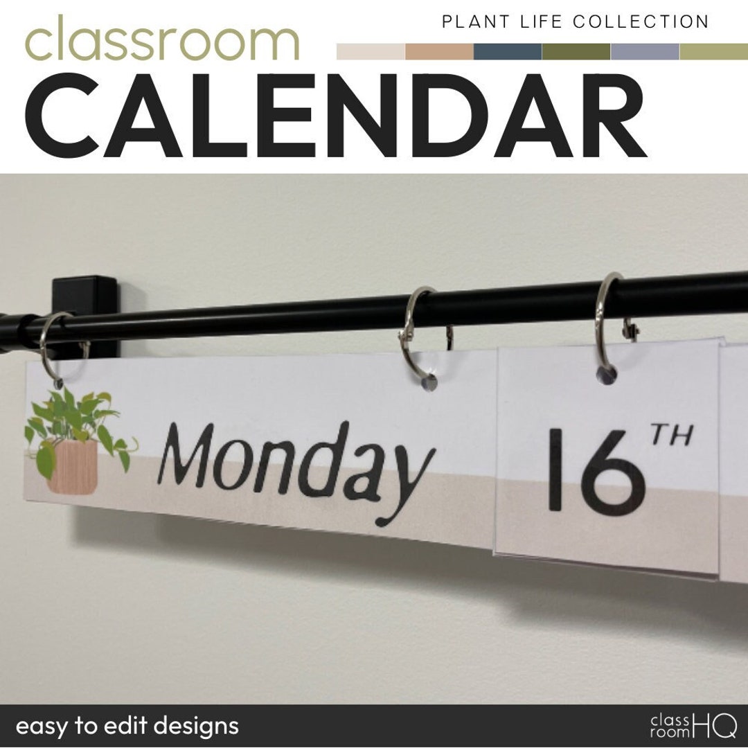 PLANT LIFE Classroom Flip Calendar | Leafy Potted Indoor Plant ...