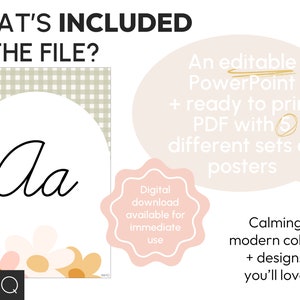 Vintage Retro Daisy Calm Classroom Theme Editable Alphabet Posters HAZY ...