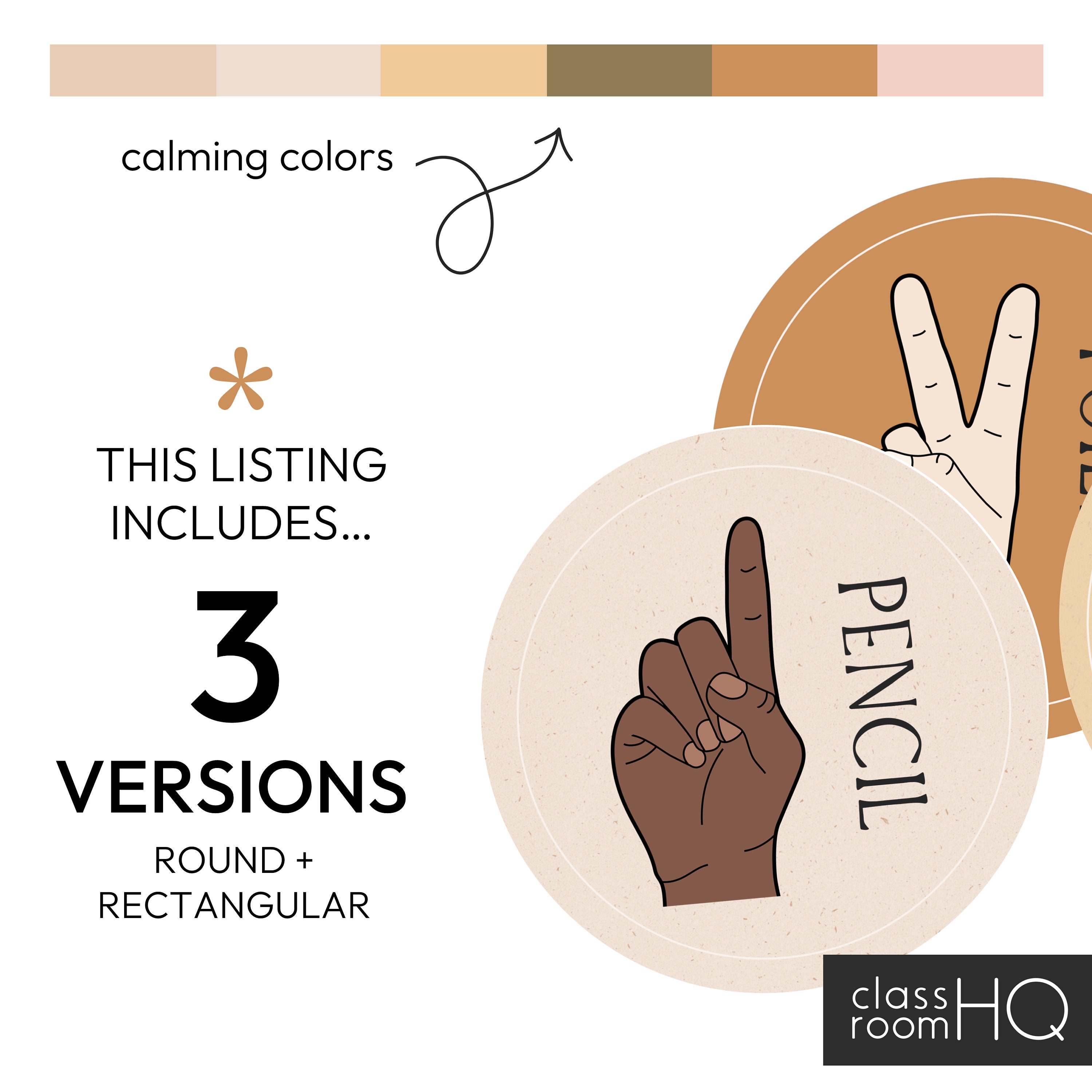 Modern Neutral Boho Theme Editable Hand Signals BOHO SUMMER Classroom ...