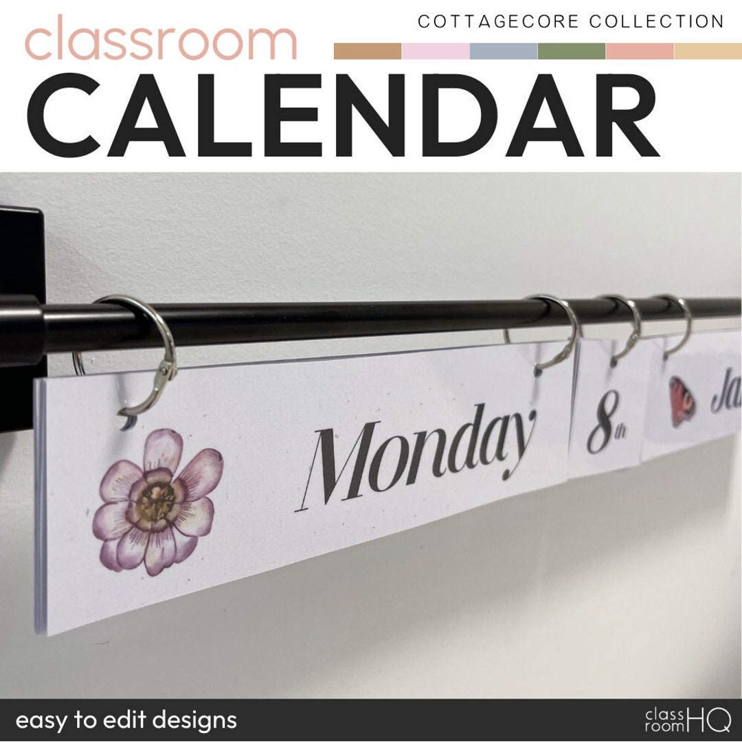 Vintage Cozy Natural Theme Classroom Decor Editable Flip Calendar ...