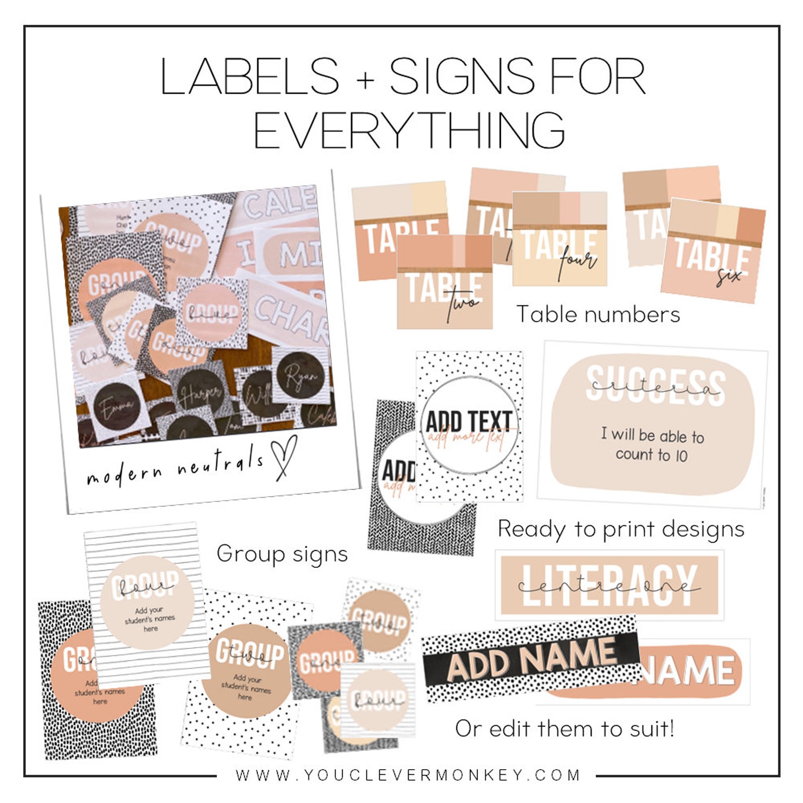 BW NEUTRALS Classroom Decor Bundle - Etsy UK