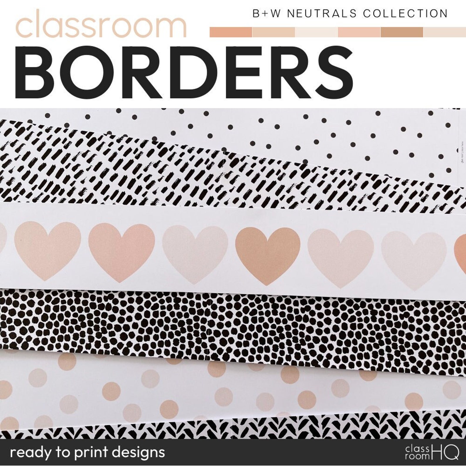 Neutral Classroom Decor Class Bulletin Board Borders | B+W NEUTRALS ...
