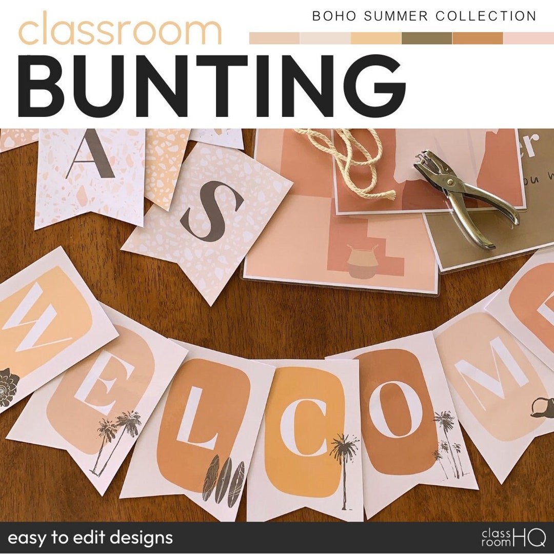 BOHO SUMMER Classroom Bunting Pack - Etsy