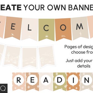 Vintage Southwestern Rustic Boho Editable Bulletin Board Bunting Pack ...