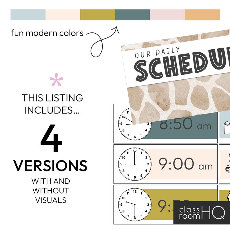 Editable Visual Schedule for Class, Daily Schedule Cards, Classroom ...