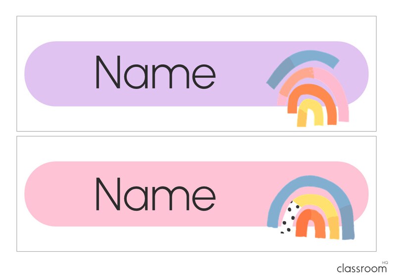 Pastel Modern Rainbow Classroom Decor Editable Student Desk Plates ...