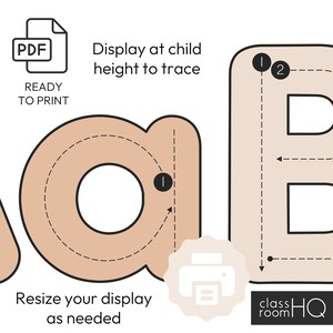 Neutral Classroom Decor Traceable Letter Alphabet Display | B+W ...