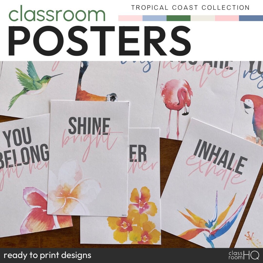 Modern Tropical Classroom Decor Growth Mindset Inspirational Classroom ...