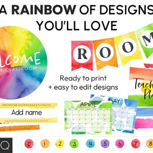 Rainbow Theme Classroom Decor BUNDLE | WATERCOLOR PAINT Collection - Etsy