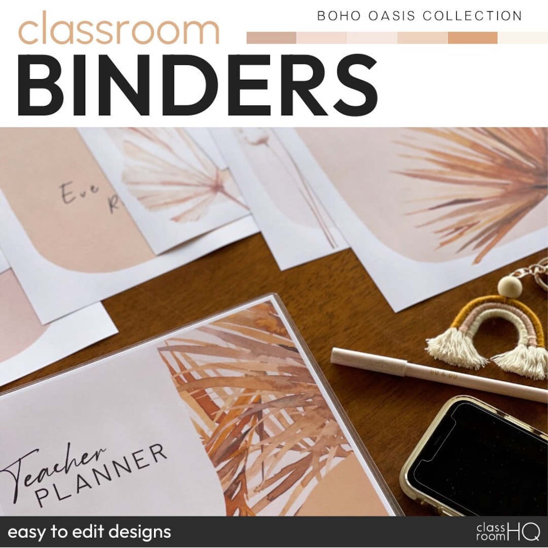 Calm Classroom Decor Neutral Class Theme Editable Binder Covers ...