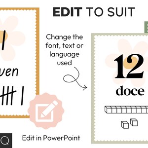 Vintage Retro Daisy Calm Classroom Theme Editable Number Posters HAZY ...