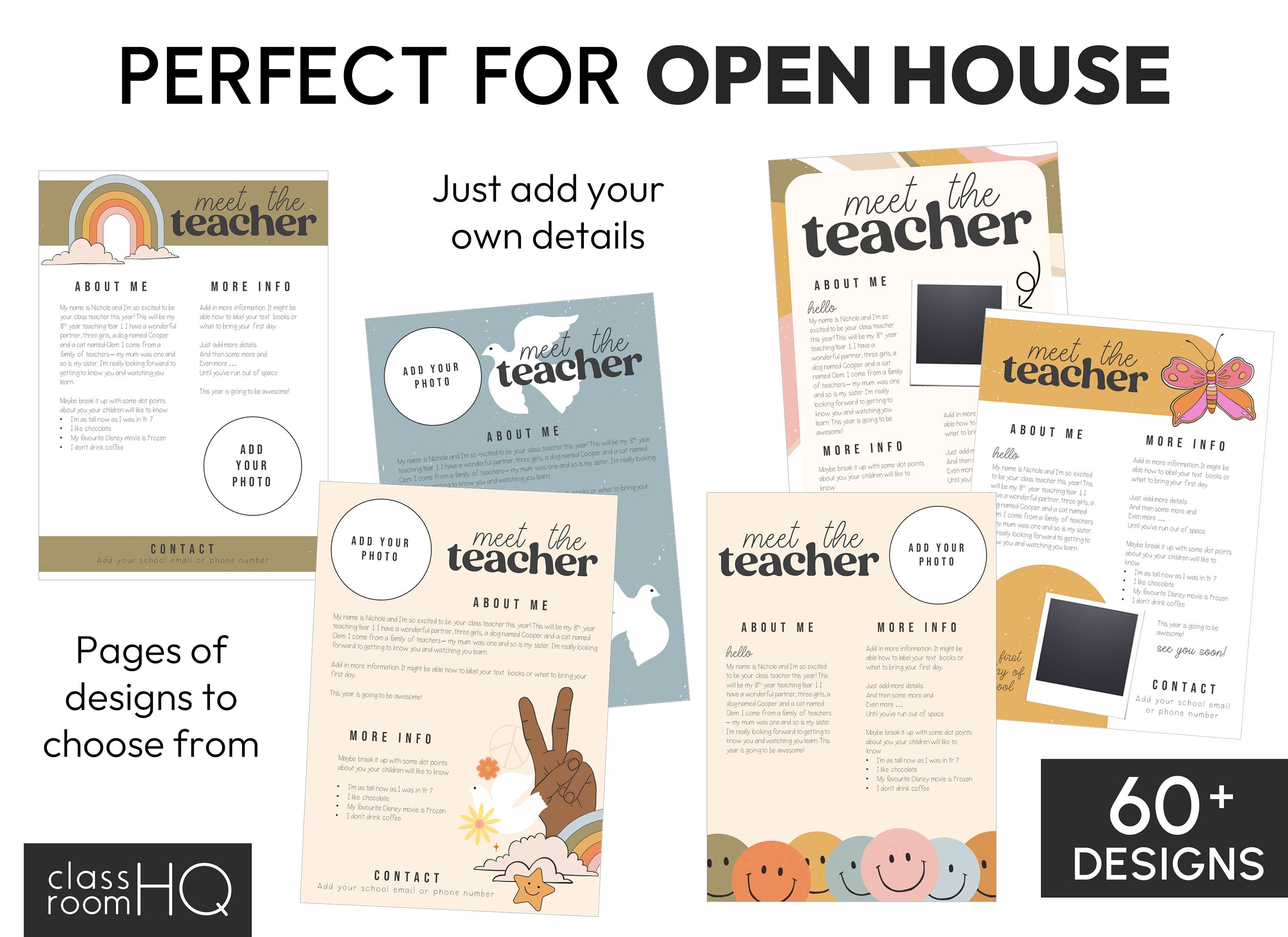 Retro Theme Vintage Rainbow Classroom Decor Editable Meet the Teacher ...