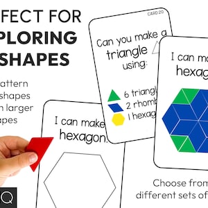 2D Shape STEM Challenge Pattern Block Task Cards and Mats - Etsy