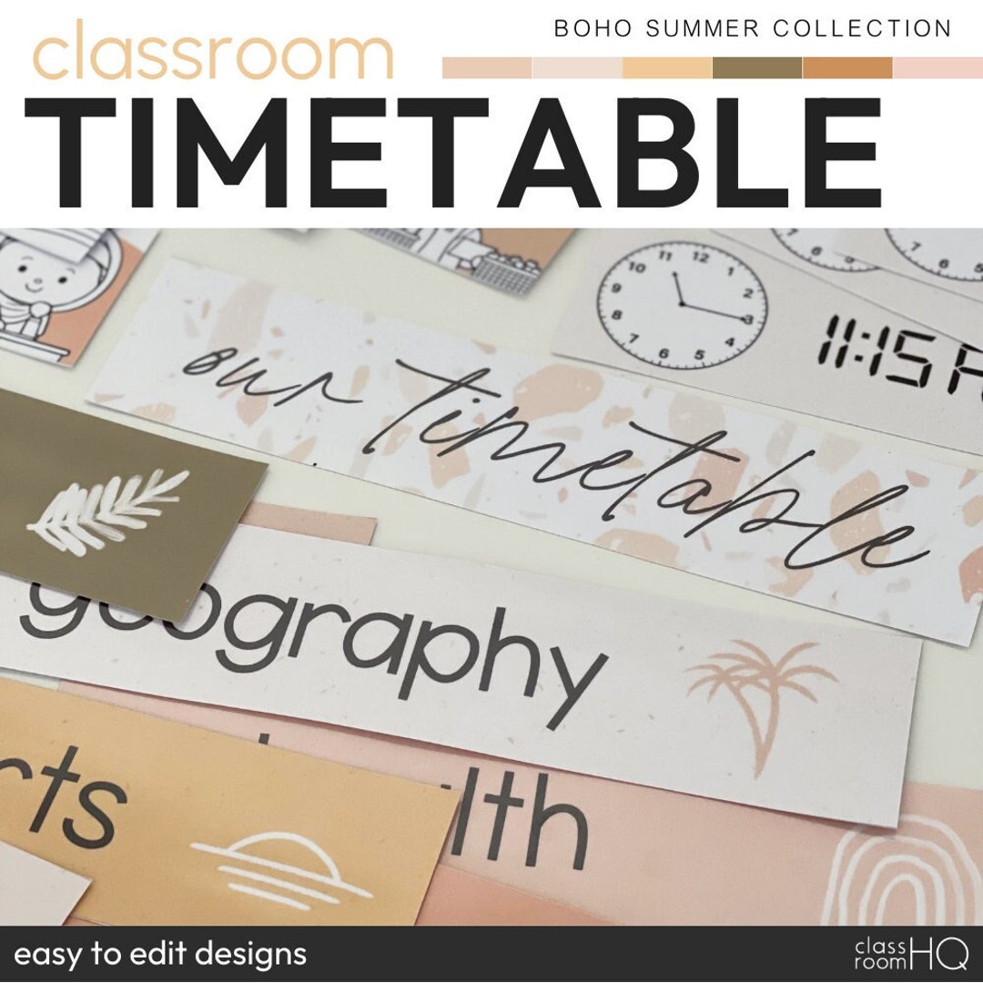 Modern Neutral Boho Theme Classroom Decor Class Timetable Pack | BOHO ...