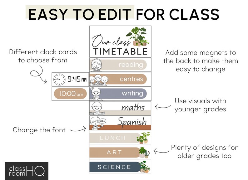 PLANT LIFE Classroom Timetable Pack | Leafy Potted Indoor Plant ...