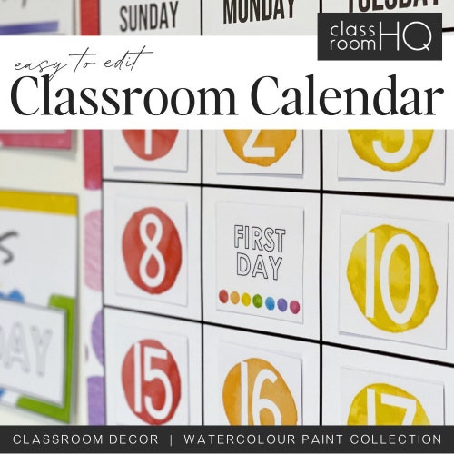 Classroom Calendar Boho Rainbow Classroom Decor Editable - Etsy