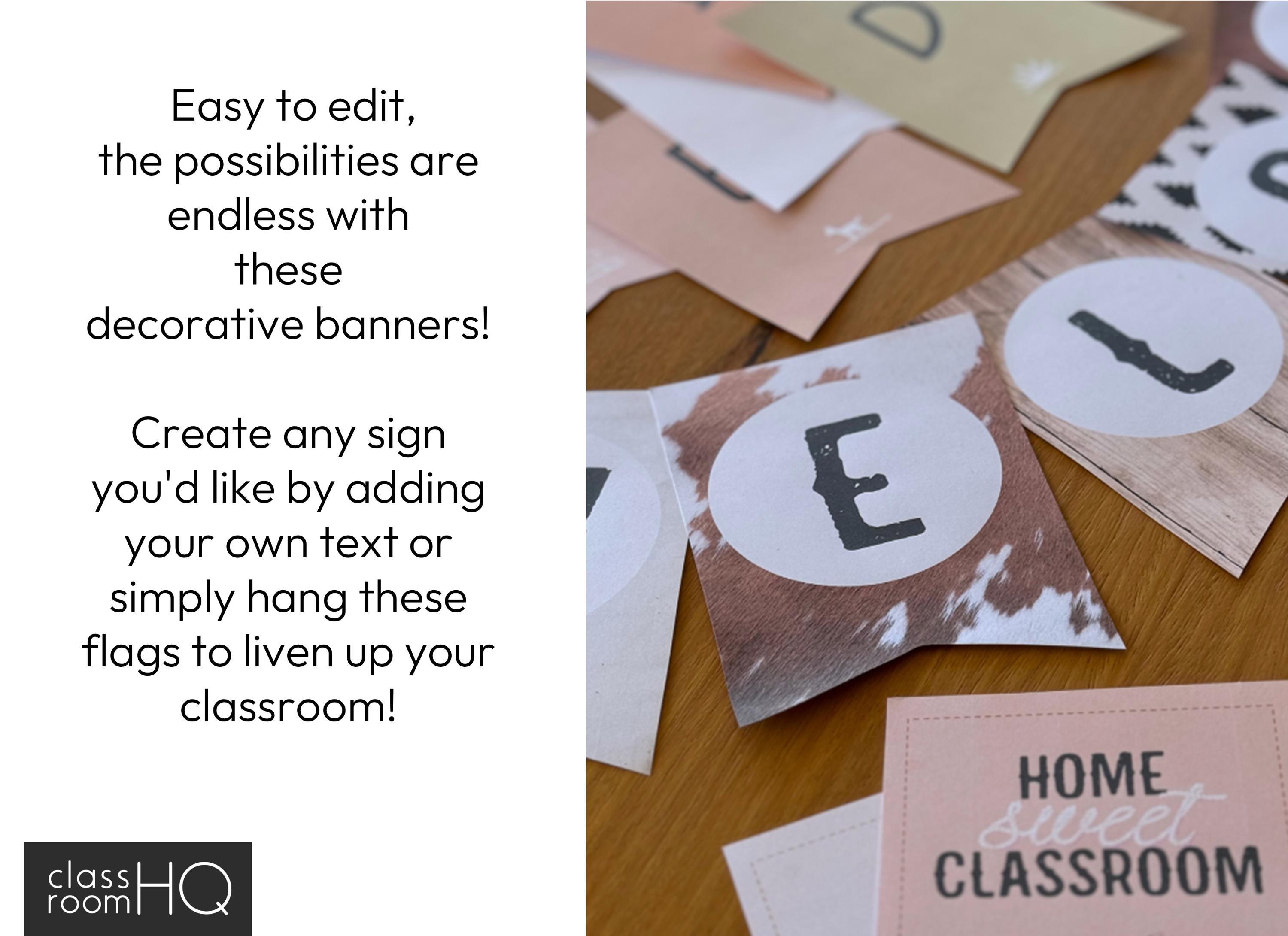 Editable Bulletin Board Bunting Flags | Classroom Banner Decor ...