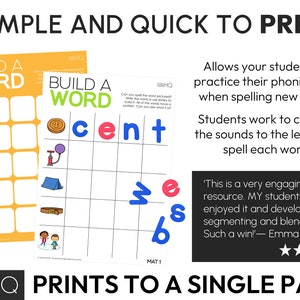 Build A Word CVC CVCC CCVC Cvce Word Work Phonics Pack - Science of ...