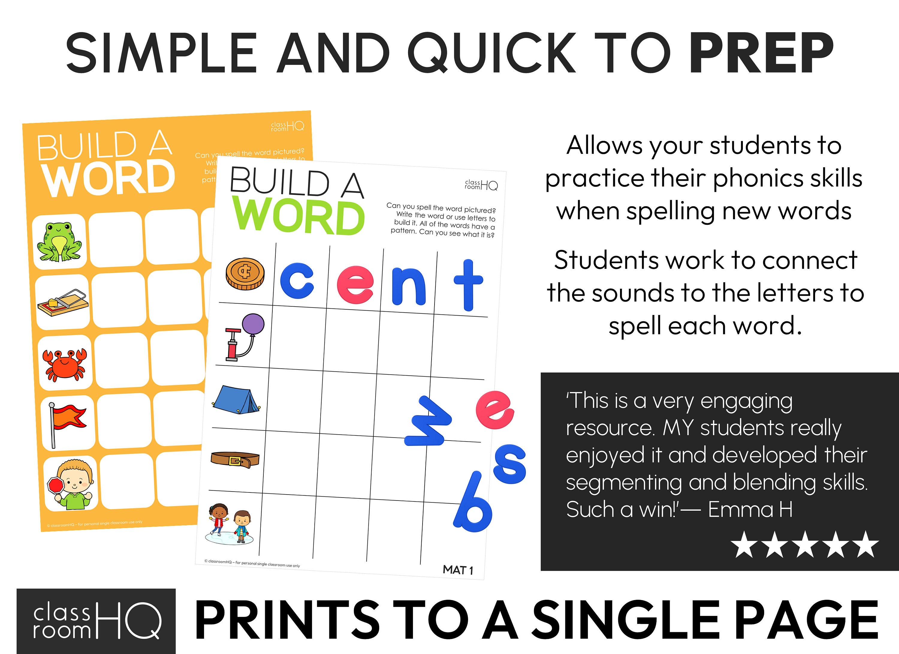 Build A Word CVC CVCC CCVC Cvce Word Work Phonics Pack - Science of ...