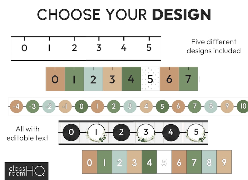 Editable Number Line Classroom | Math Wall Counting Display | Neutral ...