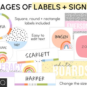 Pastel Modern Rainbow Classroom Decor Editable Class Labels and Signs ...