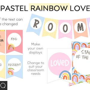 Pastel Modern Rainbow Classroom Decor Bulletin Board Bunting Pack OVER ...