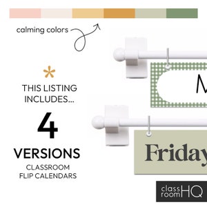 Calm Retro Theme Editable Flip Calendar HAZY DAISY Classroom Decor by ...