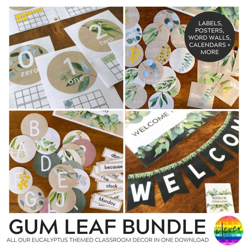 Eucalyptus GUM LEAF Classroom Decor BUNDLE - Etsy UK