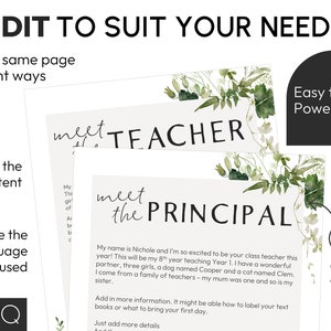 Botanical Greenery Theme Classroom Decor Editable Meet the Teacher ...