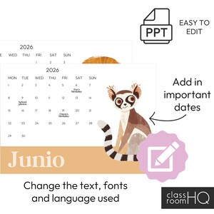 Editable Monthly Calendar, Printable Classroom Calendar, Teacher ...