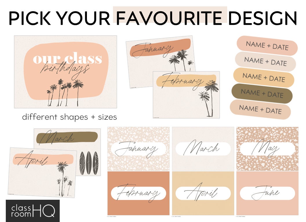 BOHO SUMMER Classroom Birthday Display Pack - Etsy