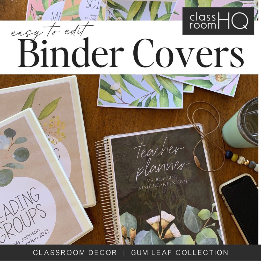 GUM LEAF Binder Book Covers Pack Eucalyptus Class Theme - Etsy