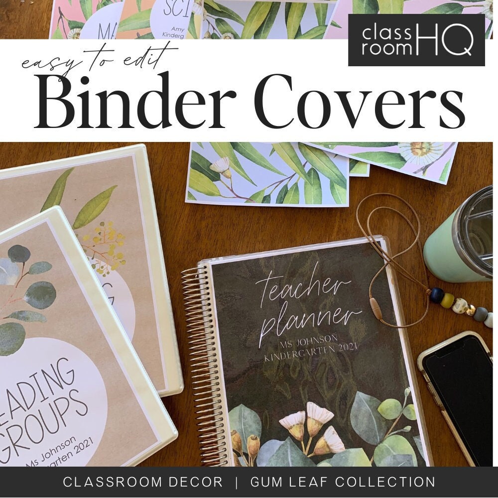 GUM LEAF Binder Book Covers Pack Eucalyptus Class Theme - Etsy
