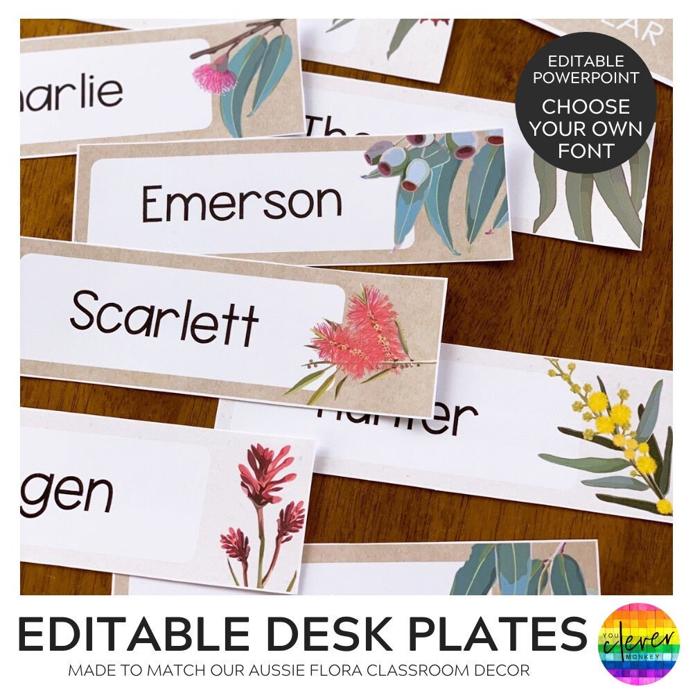 AUSSIE FLORA Editable Desk Plates - Etsy Australia