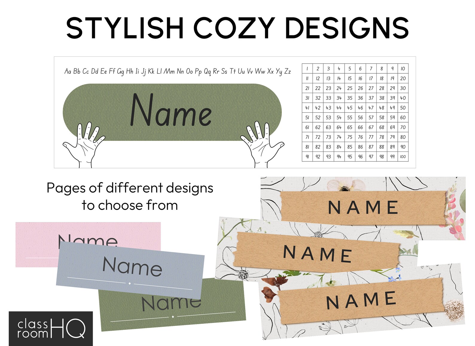 Vintage Cozy Natural Theme Classroom Decor Editable Student Desk Plates ...