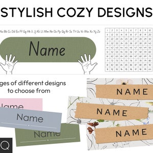 Vintage Cozy Natural Theme Classroom Decor Editable Student Desk Plates ...