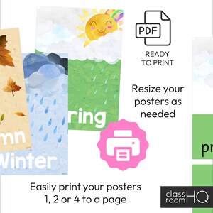 Editable Watercolor Four Seasons Posters Classroom Display Northern and ...