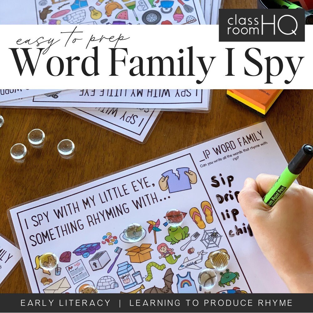 Rhyming Short Vowel Sound Word Family I Spy Mats COMPLETE - Etsy
