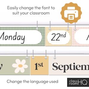 Calm Retro Theme Editable Flip Calendar HAZY DAISY Classroom Decor by ...