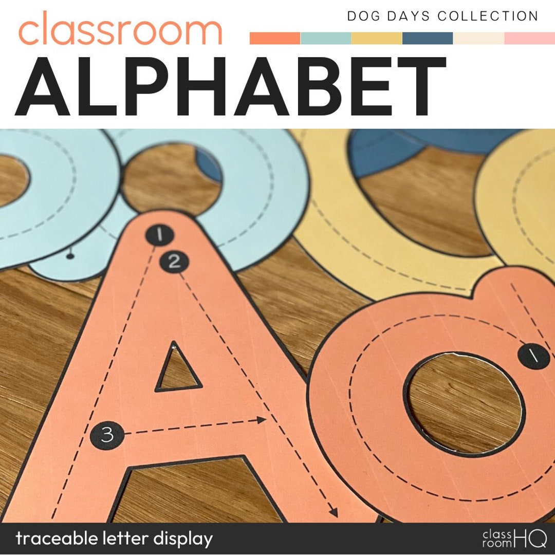 DOG DAYS Traceable Alphabet Letter Display | Classroom Decor - Etsy