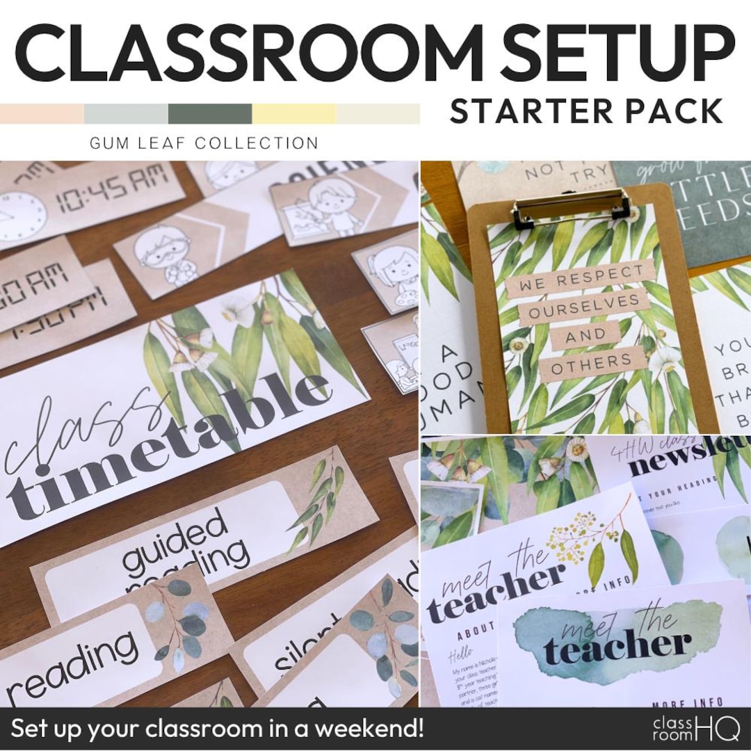 Editable Botanical Classroom Decor Starter Pack | Neutral Eucalyptus ...